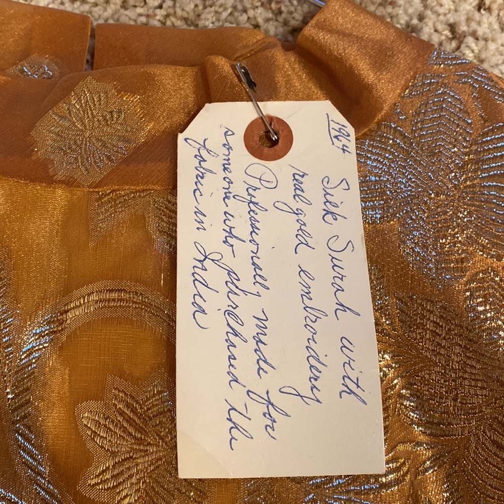 Vintage 1964 Siek Surah With Real Gold Embroidery - Gem